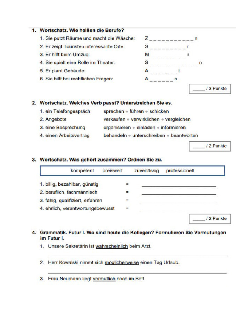 Worksheet Kapitel - 6 B1 Plus | PDF