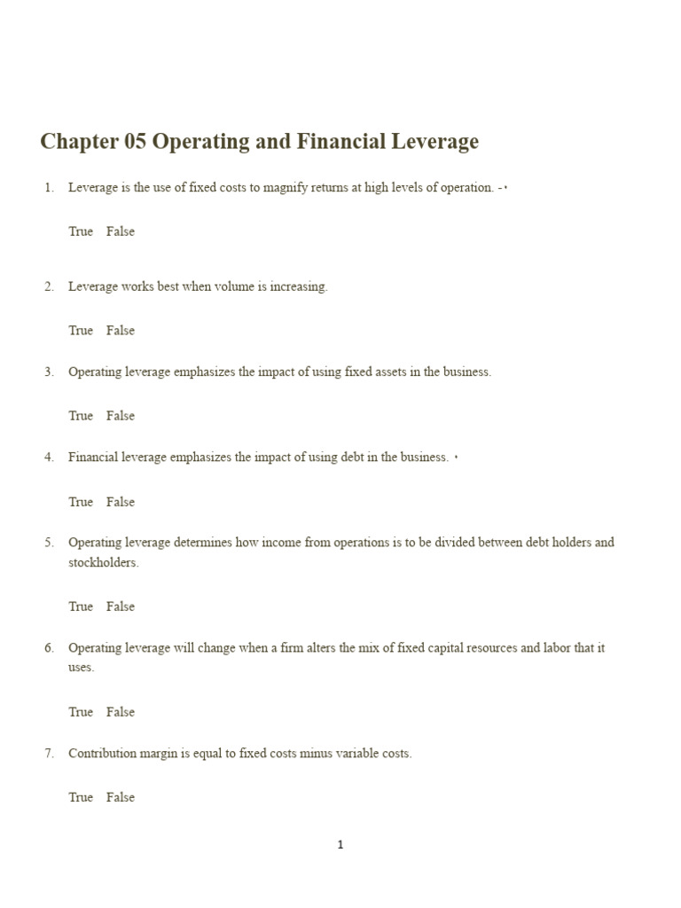 Chapter 5 | PDF | Leverage (Finance) | Investing