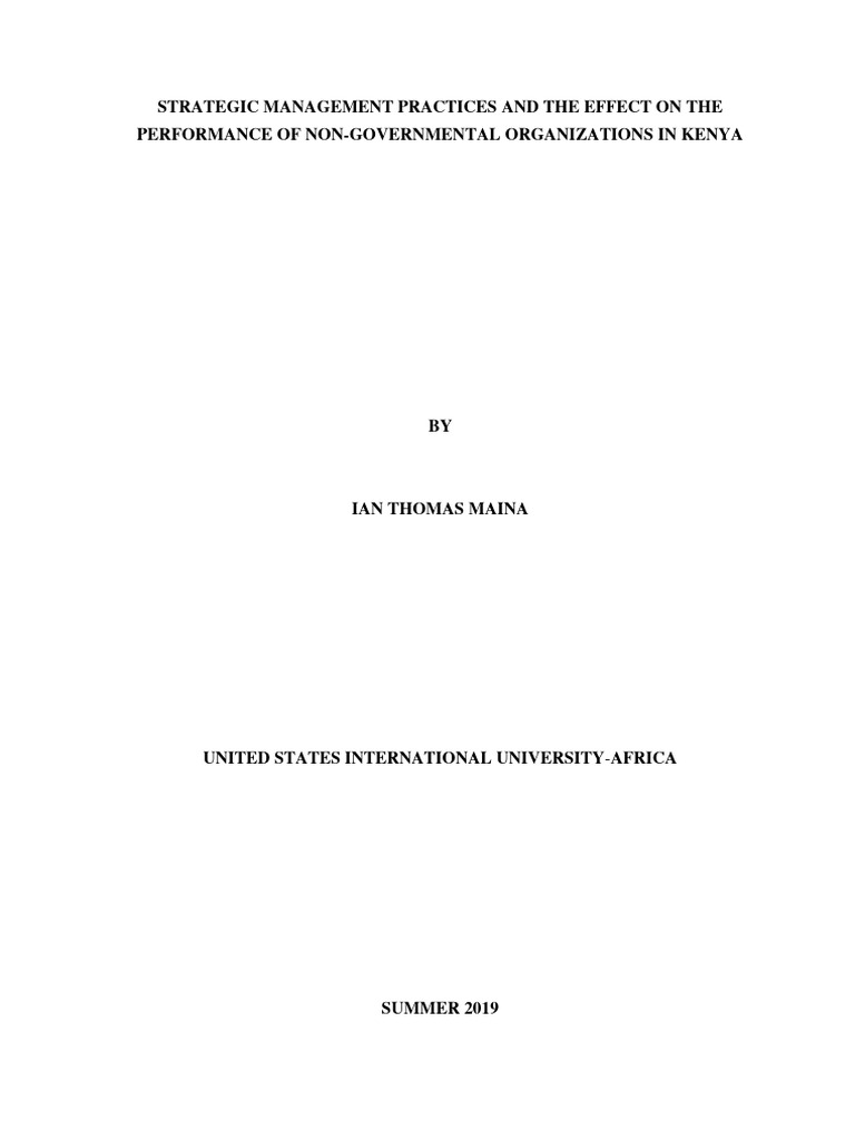Ian Thomas Maina Mba 2019 | PDF | Strategic Management | Non ...
