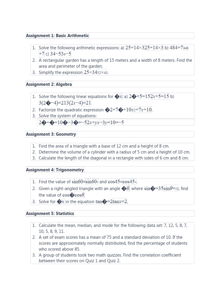 Math Assessment 1 | PDF