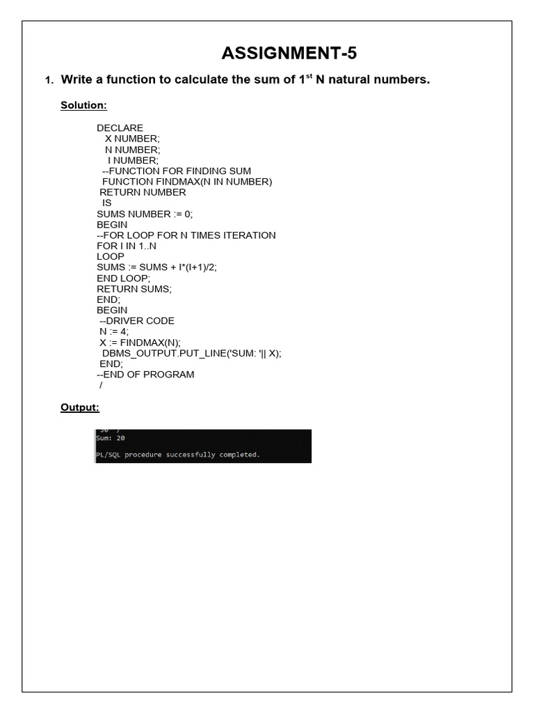 Sql Assignment 5 Pdf Pl Sql Control Flow