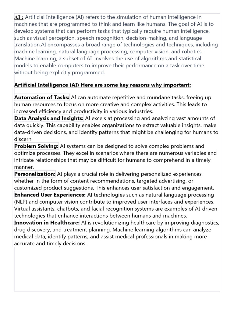 AI Notes | PDF | Artificial Intelligence | Intelligence (AI) & Semantics