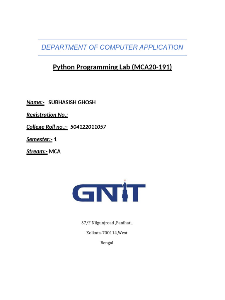 43 Saikat Dey Python Pdf Computer Program Programming 2386