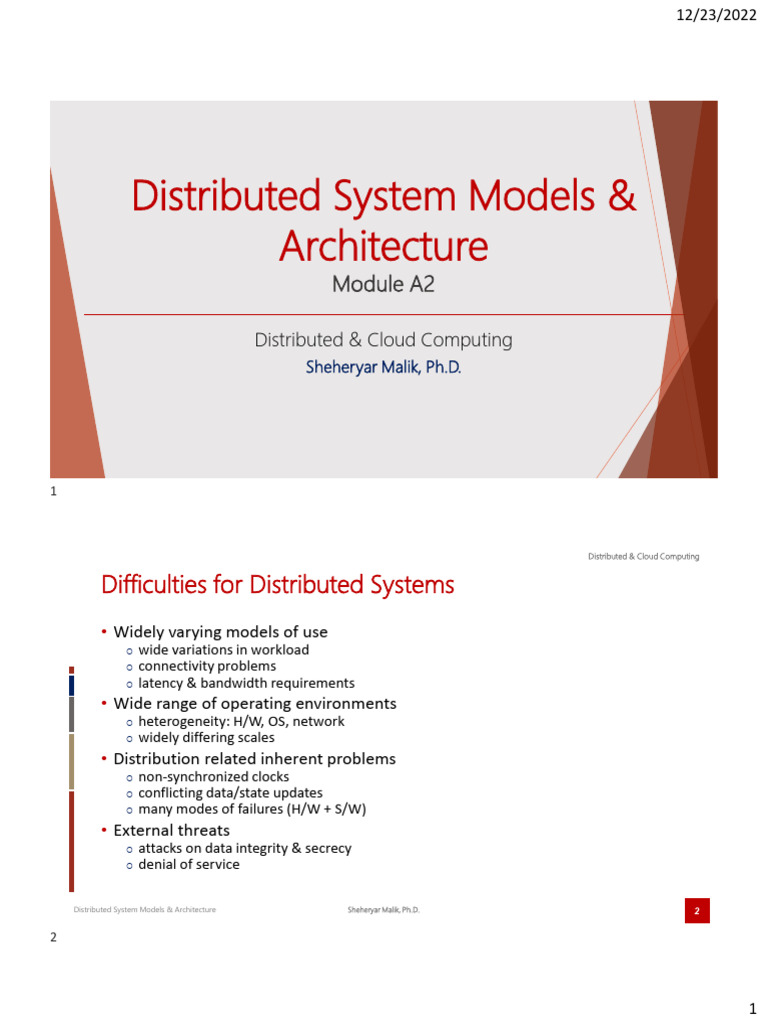 DCC - Module A2 - Distributed System Models Architecture | PDF | Client–Server Model ...