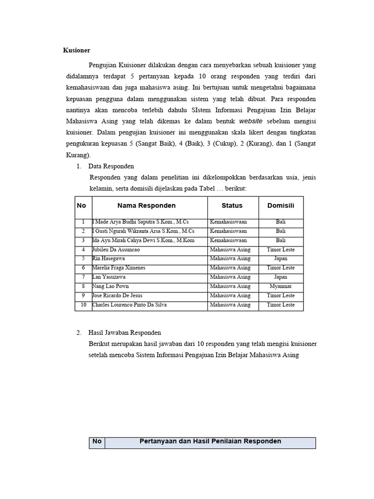 Bagian Kusioner | PDF | Kesehatan Holistik