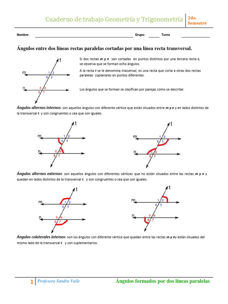 Ejercicios Angulos Entre Dos Lineas Paralelas 240131 074834 | PDF ...