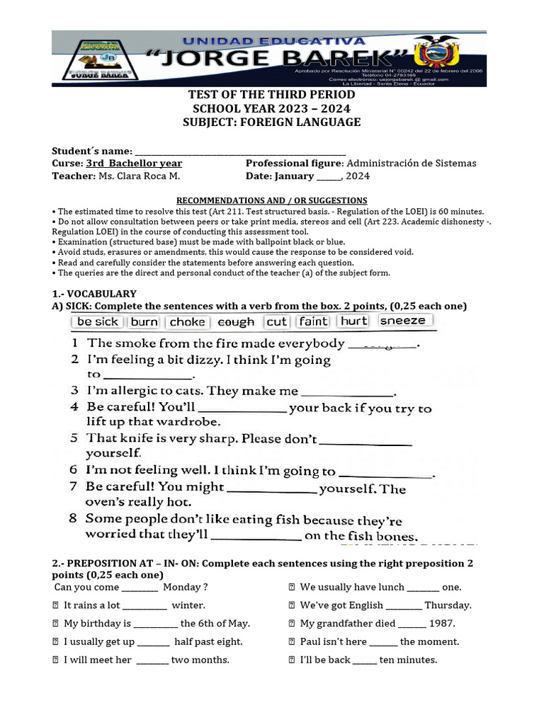 TEST OF THE Third PERIOD | PDF | Semantics | Communication