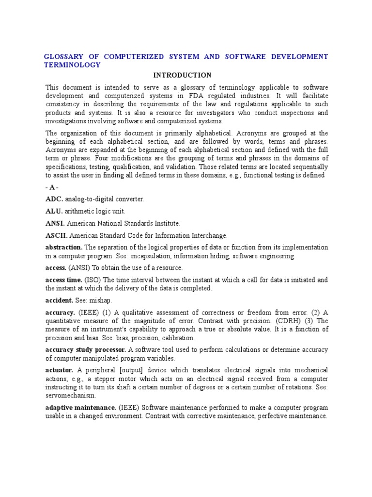Software Development Terminology Glossary | PDF | Computer Program ...