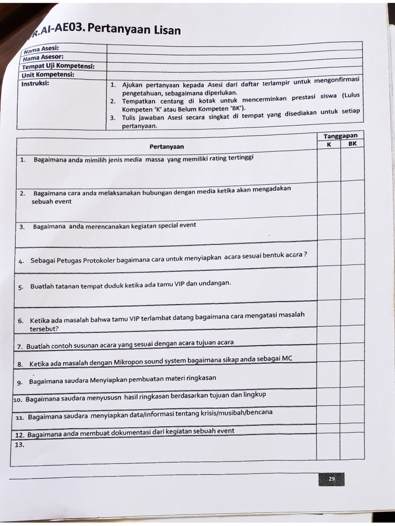 Contoh Tabel Survey | PDF