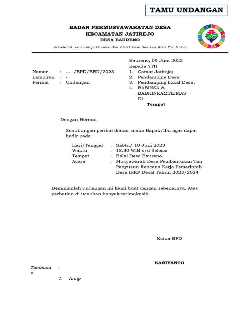 Berita Acara Pembentukan Tim Penyusun RKP Desa | PDF