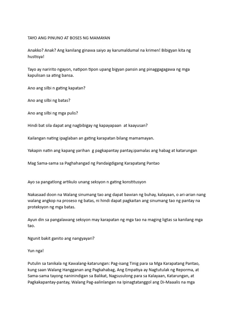 Tayo Ang Pinuno at Boses NG Mamayan | PDF