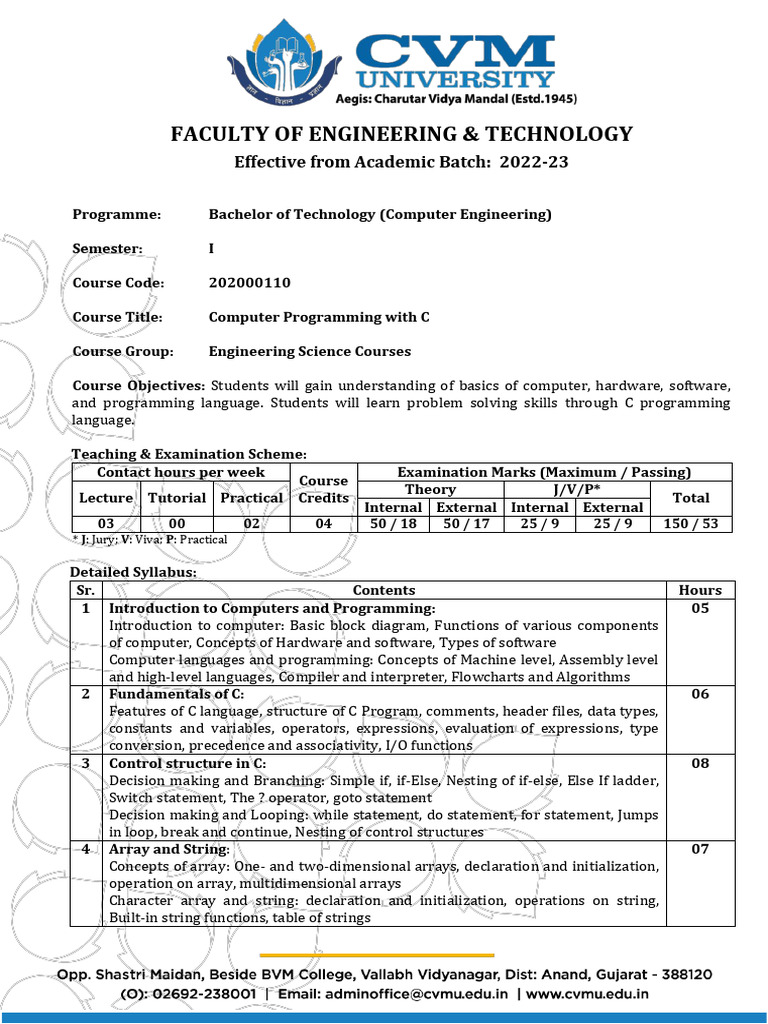 Computer Programming With C | PDF | Computer Programming | Control Flow