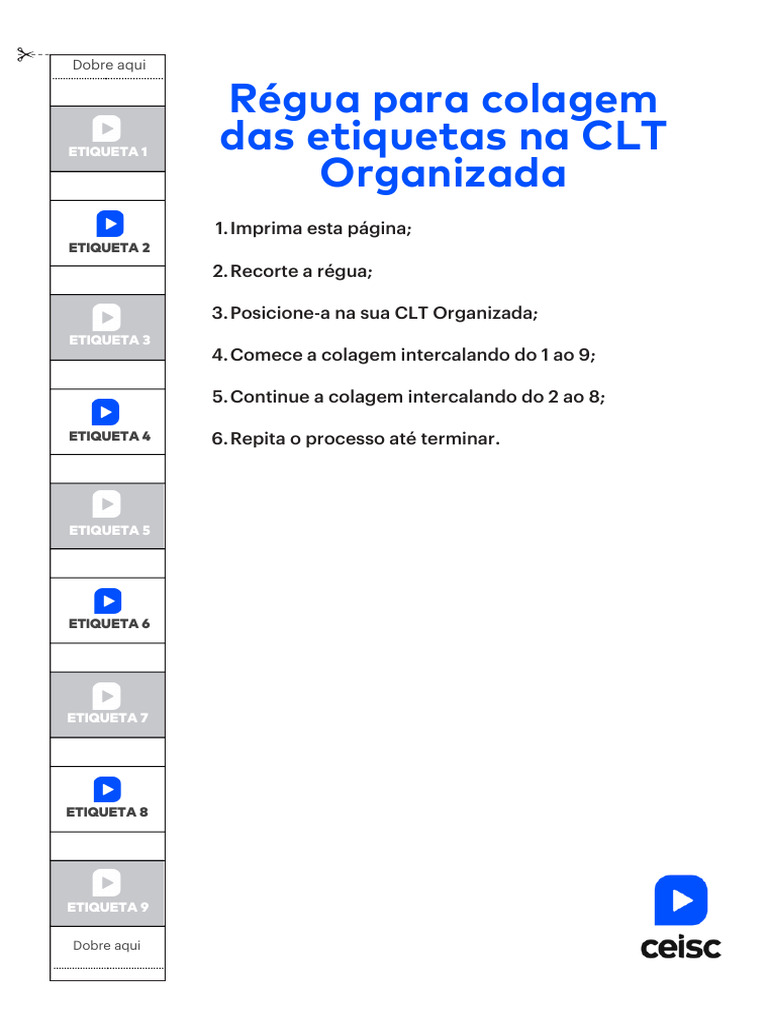 Régua para Colagem Das Etiquetas Na CLT Organizada | PDF