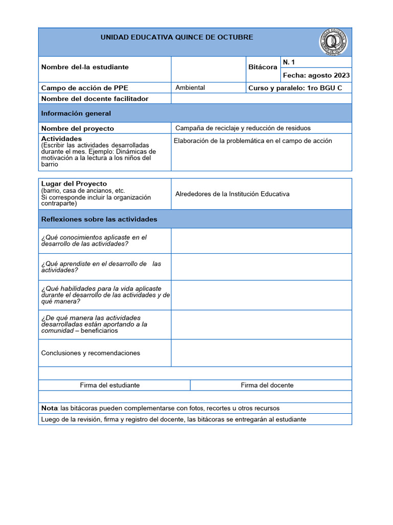 Bitacora de Trabajo para La Implementacion | PDF