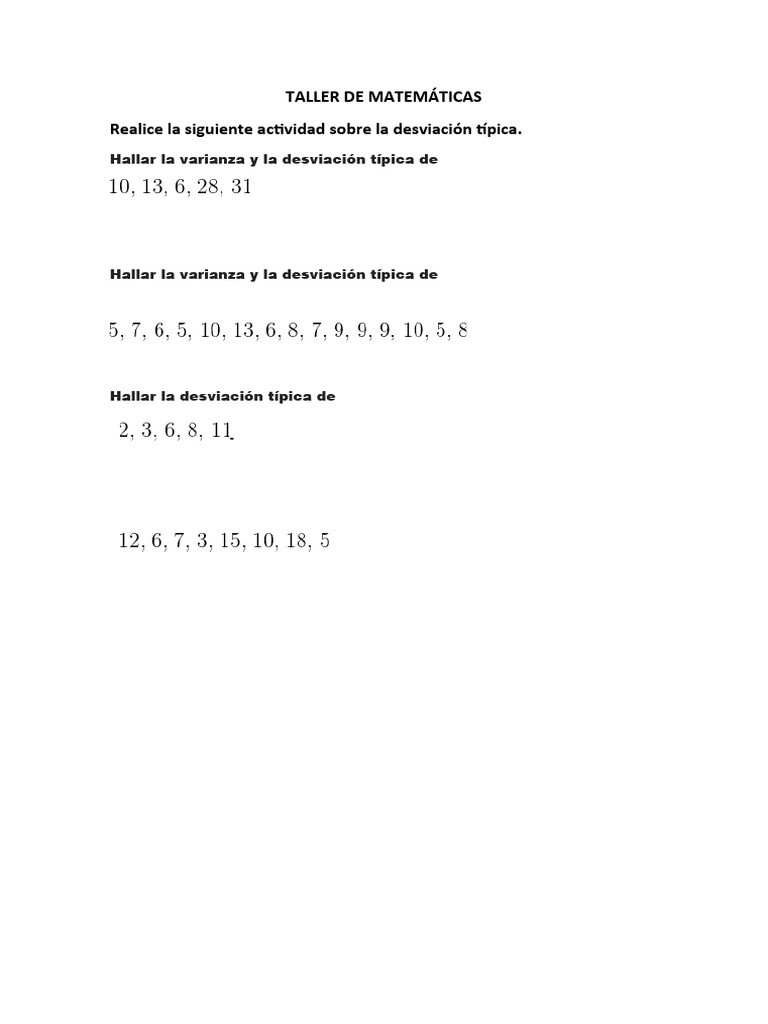 Taller de Matemáticas | PDF | Artes del Lenguaje y Comunicación