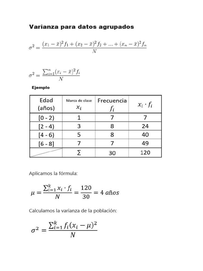 Varianza para Datos Agrupados | PDF