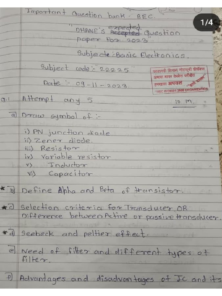 Besic Electric - Imp Questions | PDF