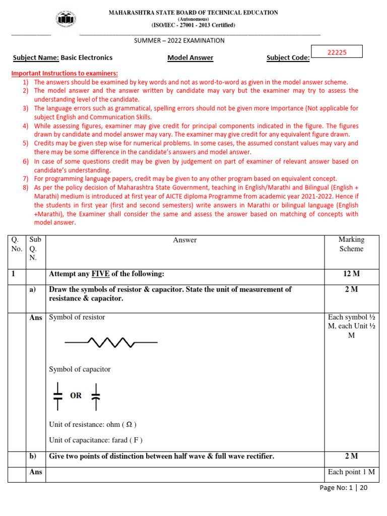 Summer 2022 Model Ans | PDF | P–N Junction | Rectifier