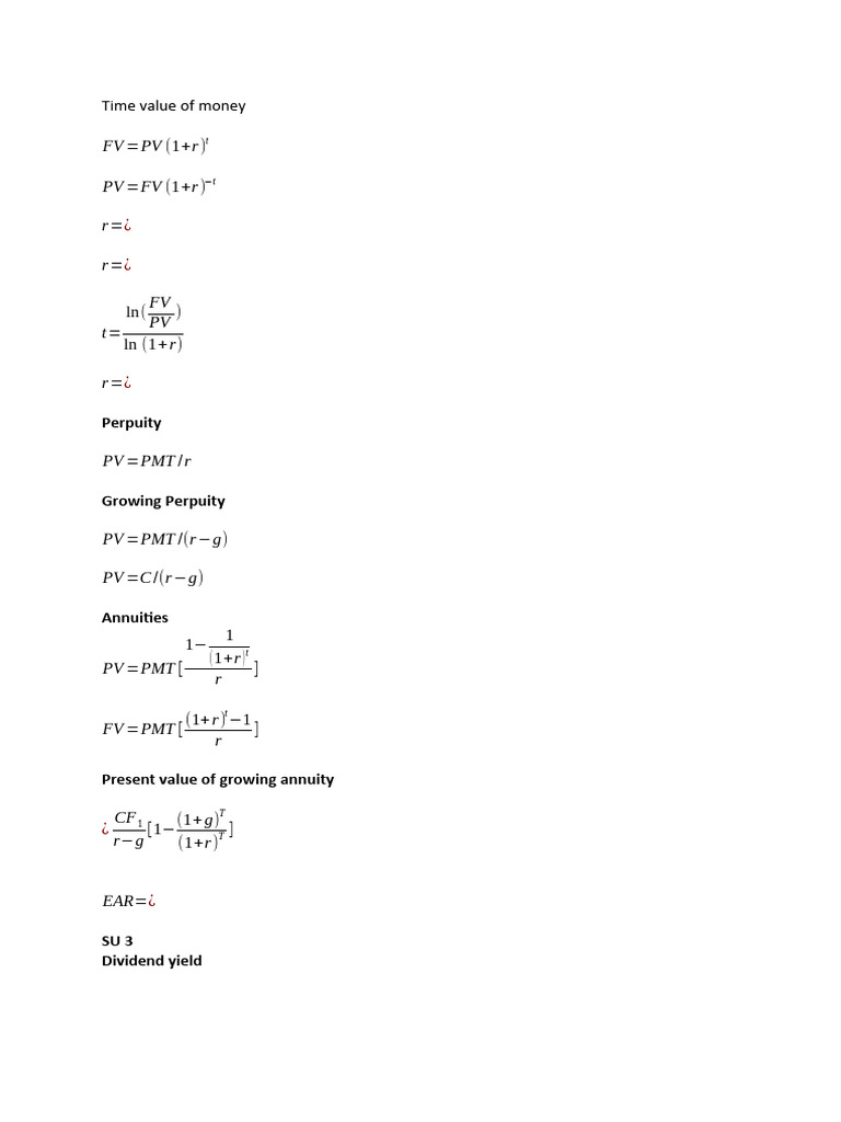 FORMULAS | Download Free PDF | Capital Asset Pricing Model | Economics