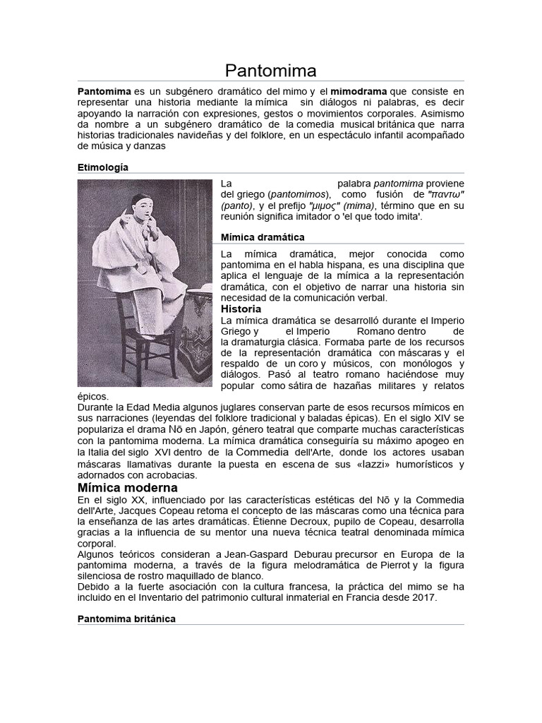 Pantomima | PDF | Las artes escénicas