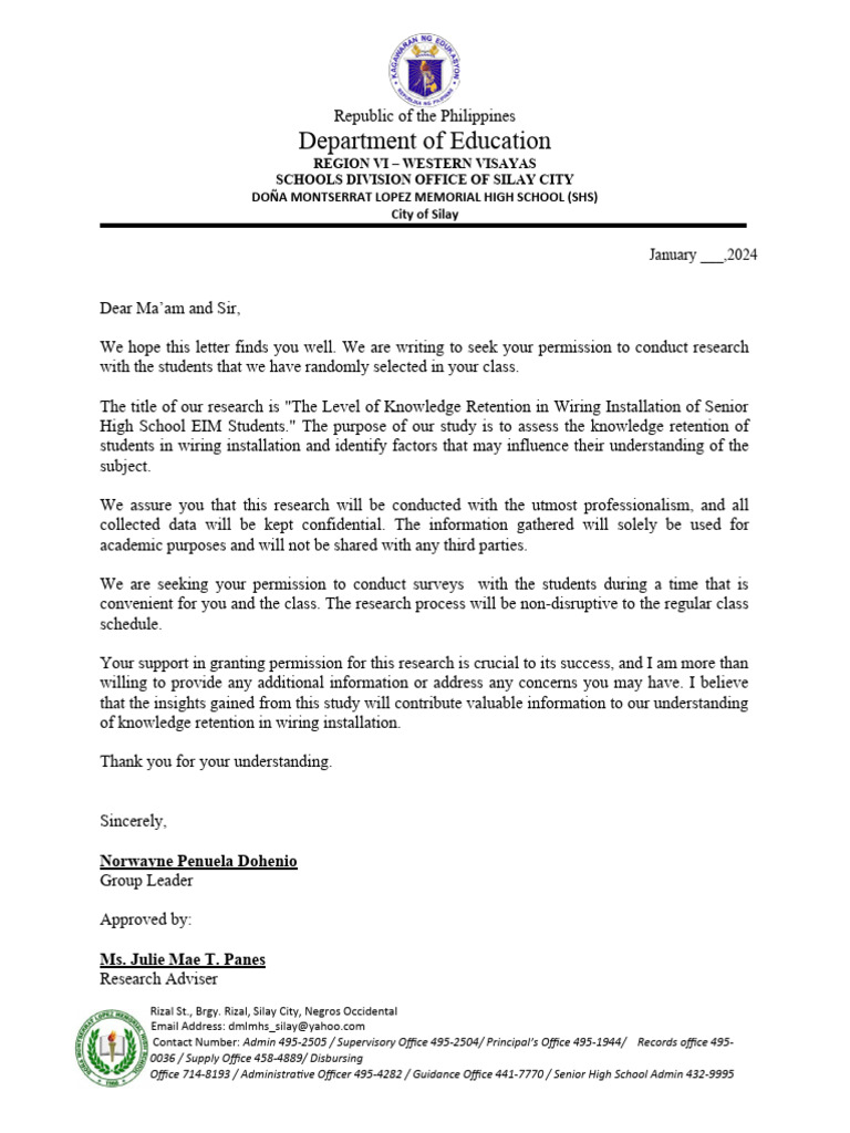 Letter of Consent pr2 | PDF | Cognition