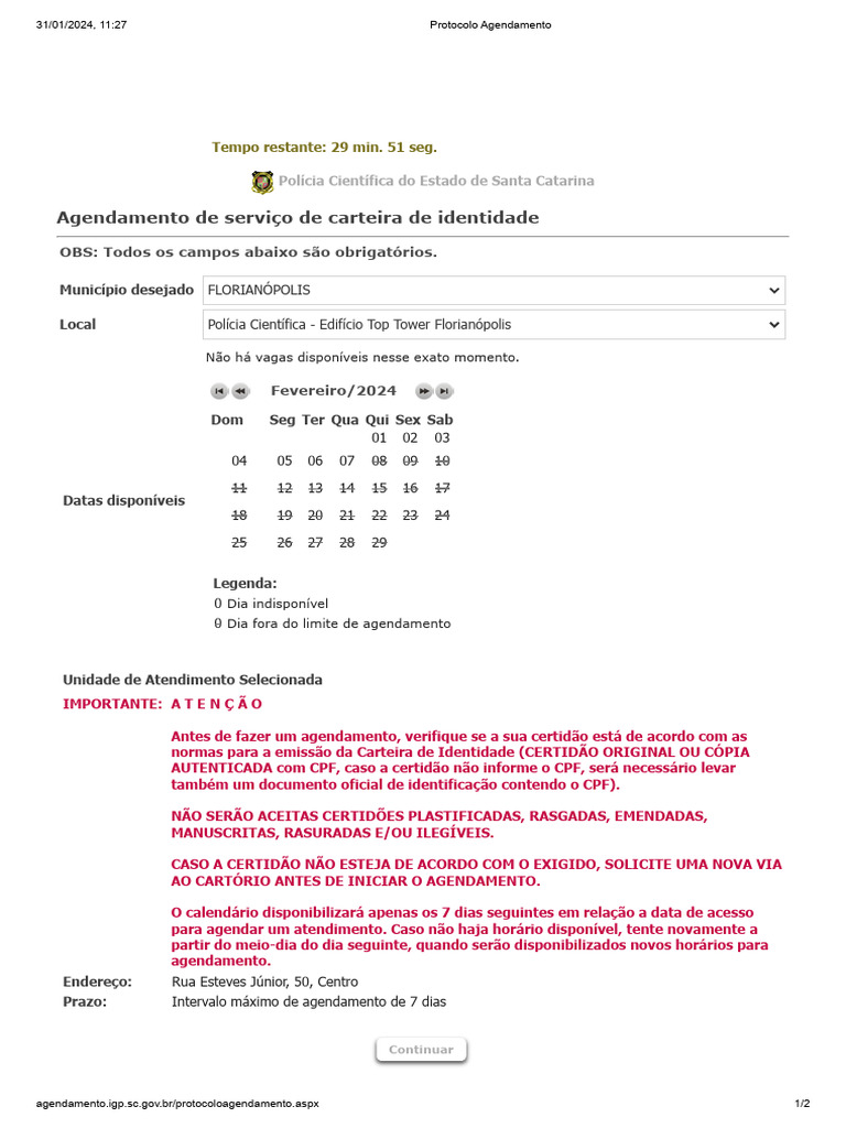 Protocolo Agendamento | PDF