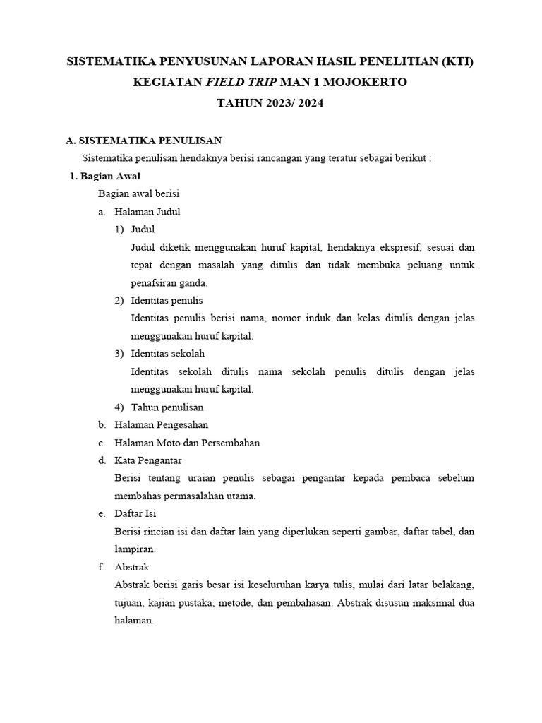 Sistematika Kti 2023 | PDF