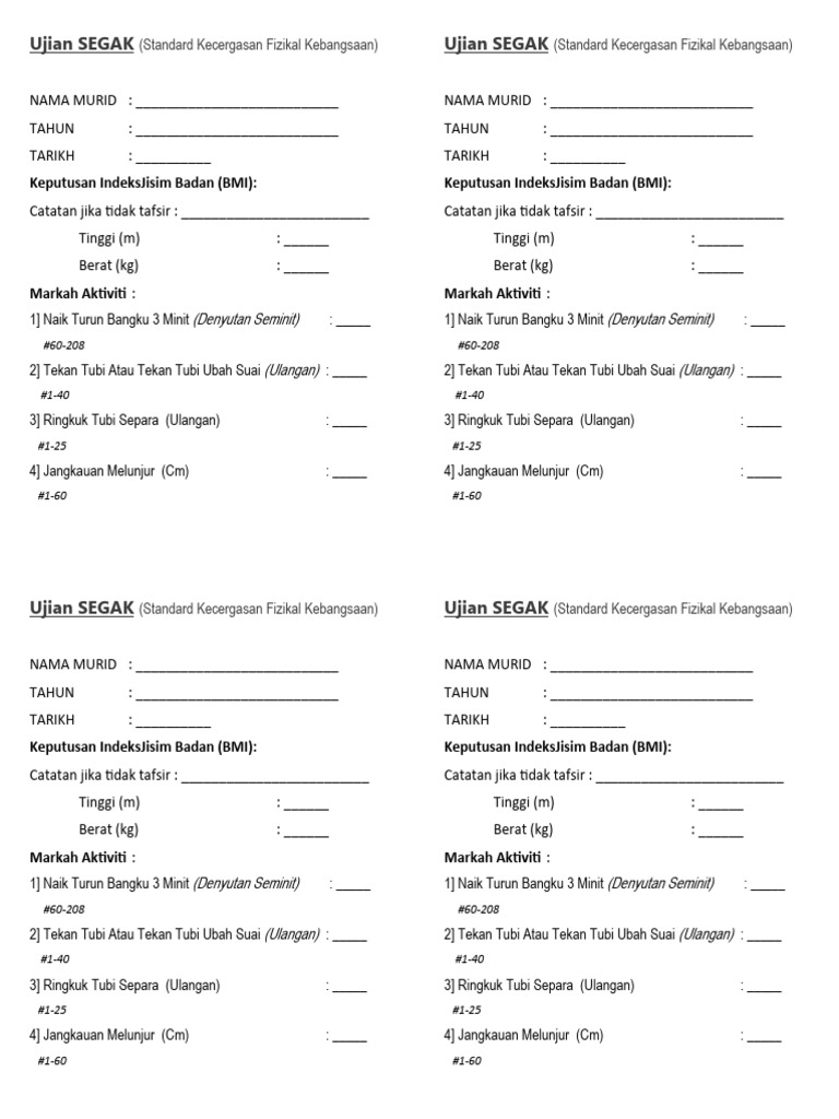 Borang Ujian SEGAK 2024 | PDF | Metode & Bahan Ajar
