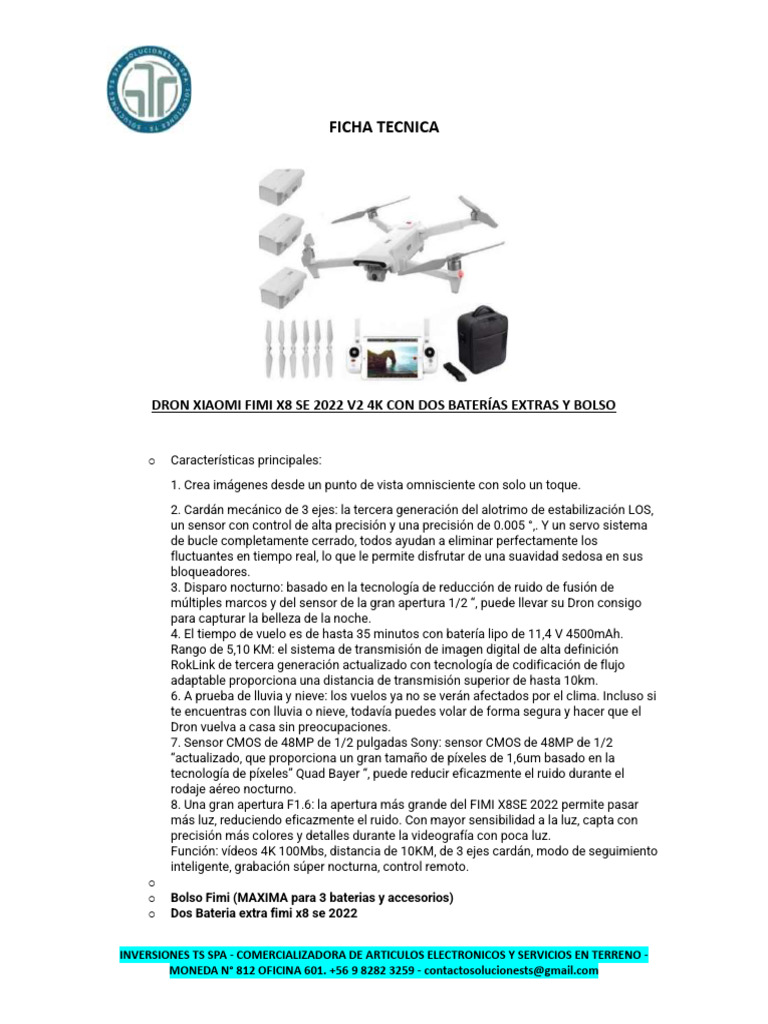 Ficha Tecnica - Dron Xiaomi Fimi X8 Se 2022 V2 4K | PDF