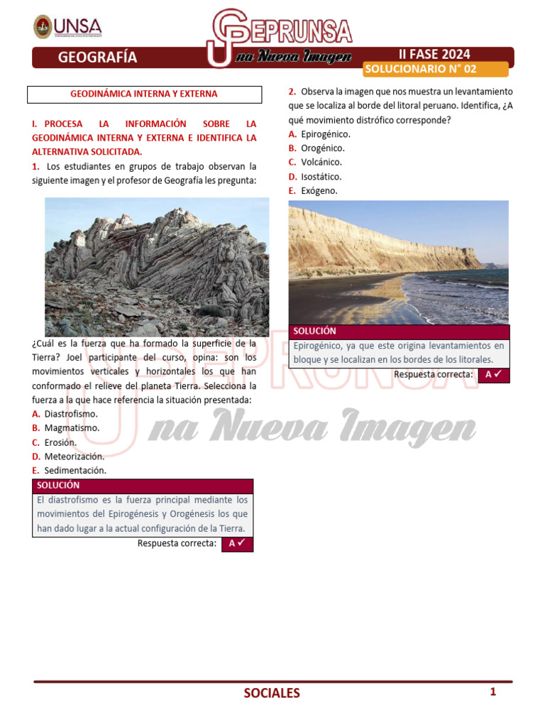 S2 (S) Geografia Ii Fase 2024 | PDF | Roca (geología) | Andes