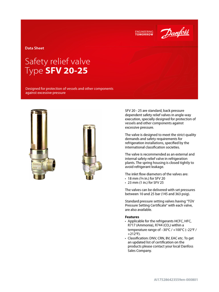 SFV 20-25 Safety Relief Valves Overview | PDF | Valve | Pipe (Fluid ...