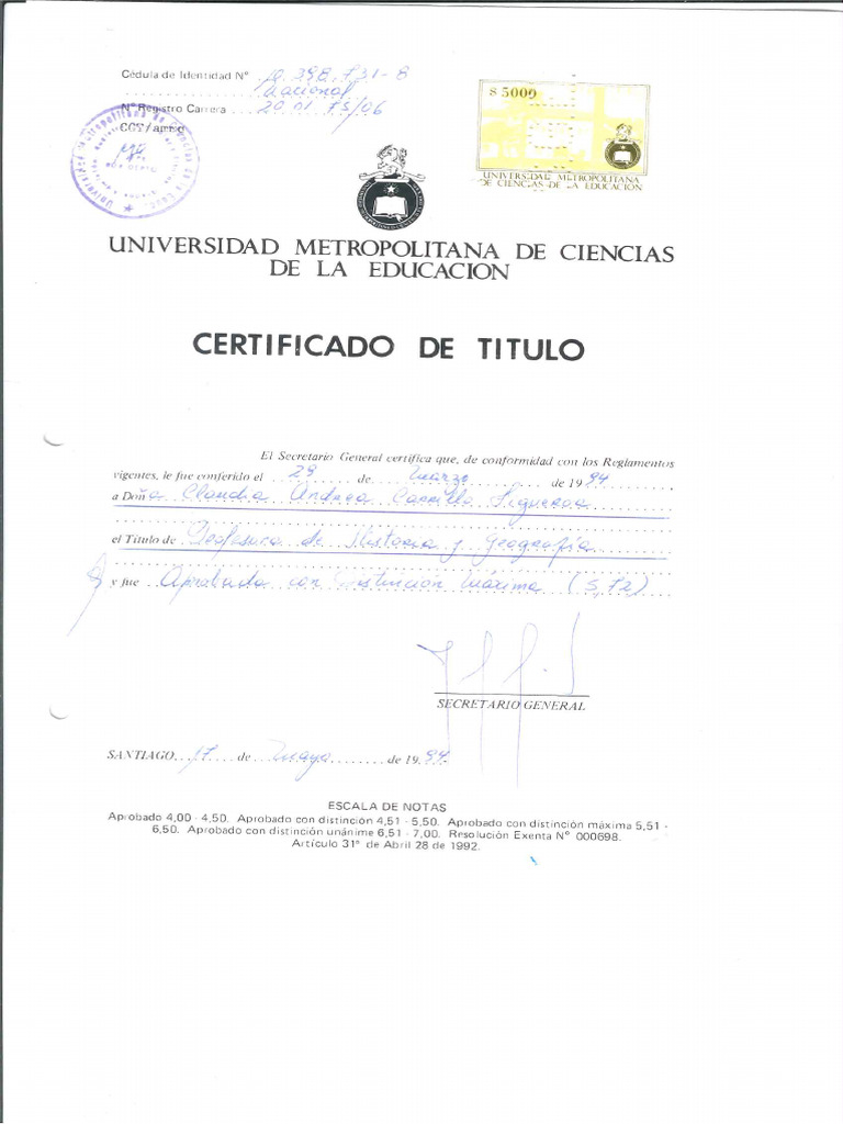 Certificado Titulo Claudia Carrillo | PDF