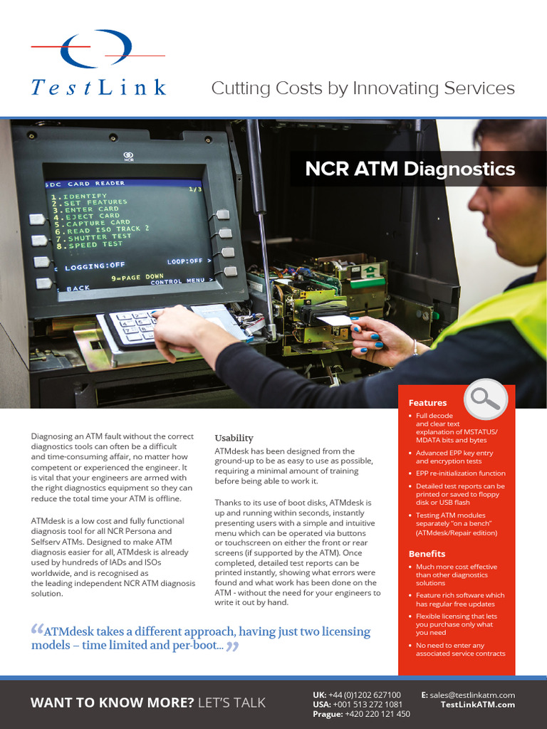 NCR ATM Diagnostics Fact Sheet (Digital) | PDF | Automated Teller Machine | Software