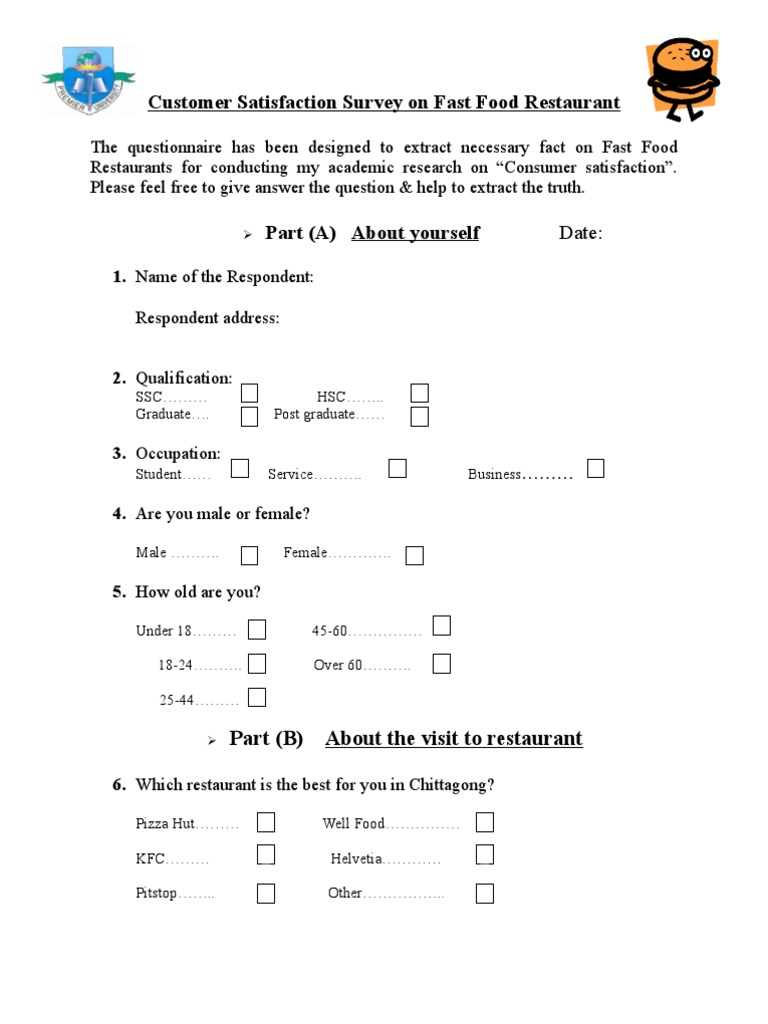 Survey Question On Fast Food Restaurant | PDF