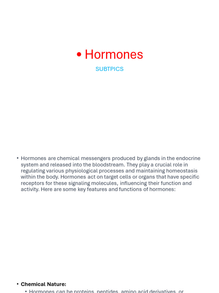 Hormones Subtopics | PDF | Menstrual Cycle | Adrenal Gland
