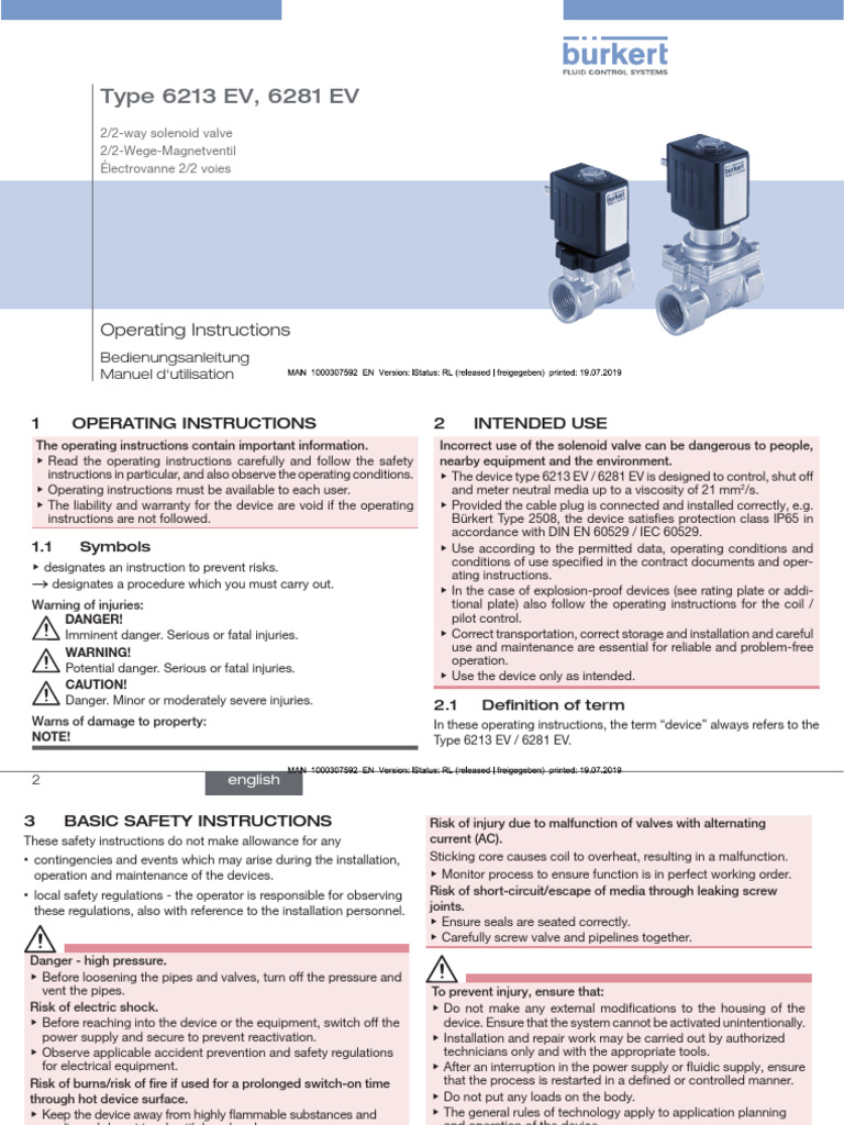 Burkert 6213 Ev | PDF | Valve | Electrical Connector