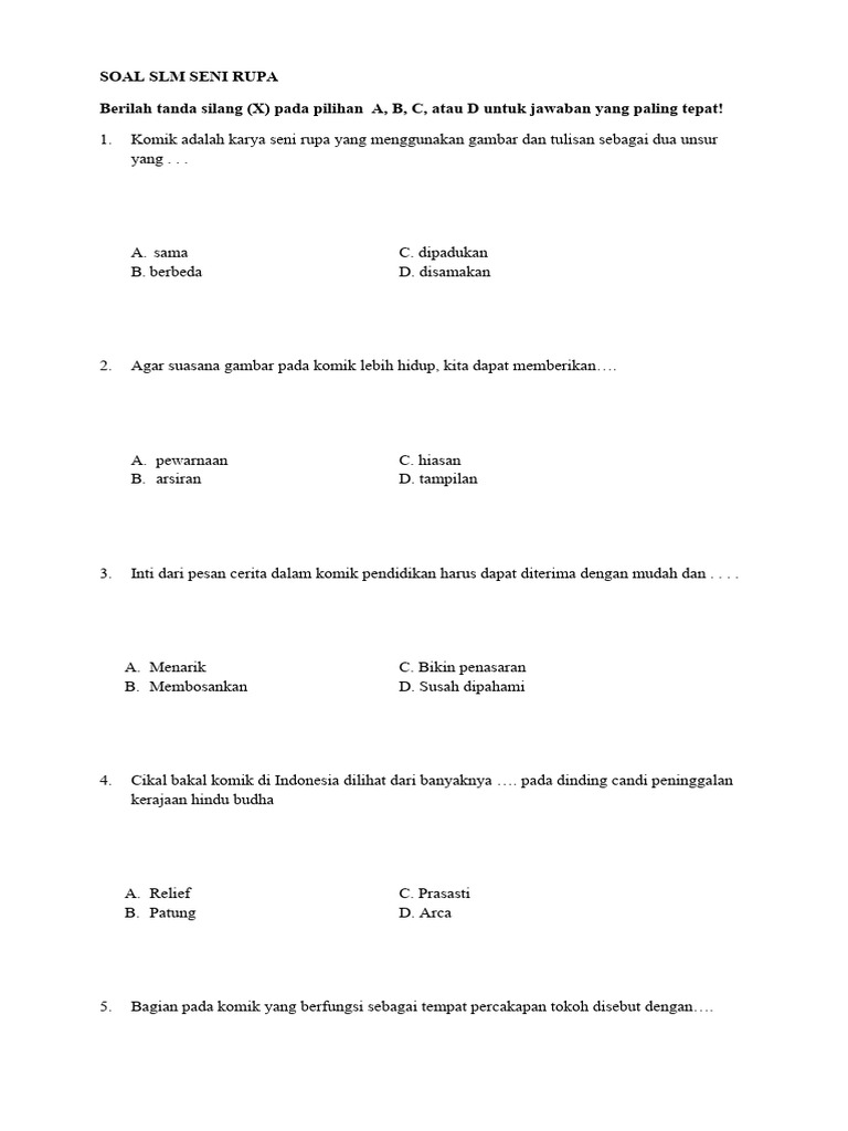 Soal PTS 2 Seni Rupa Fix | PDF | Seni