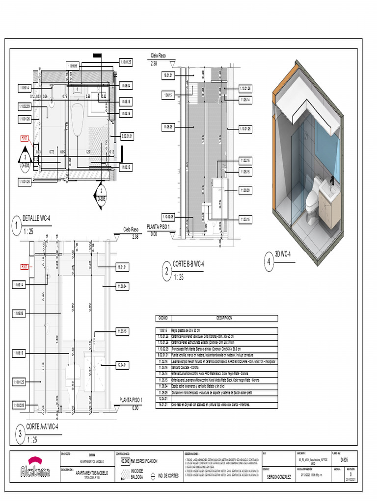 50 - RI - MON - Arquitectura - APTOS MOD - LRO - Plano - D-305 - DETALLE WC-4 | PDF | Materiales ...