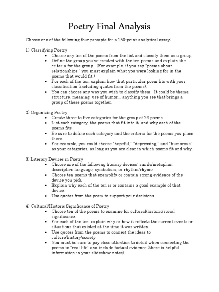 Poetry Final Analysis | PDF | Poetry