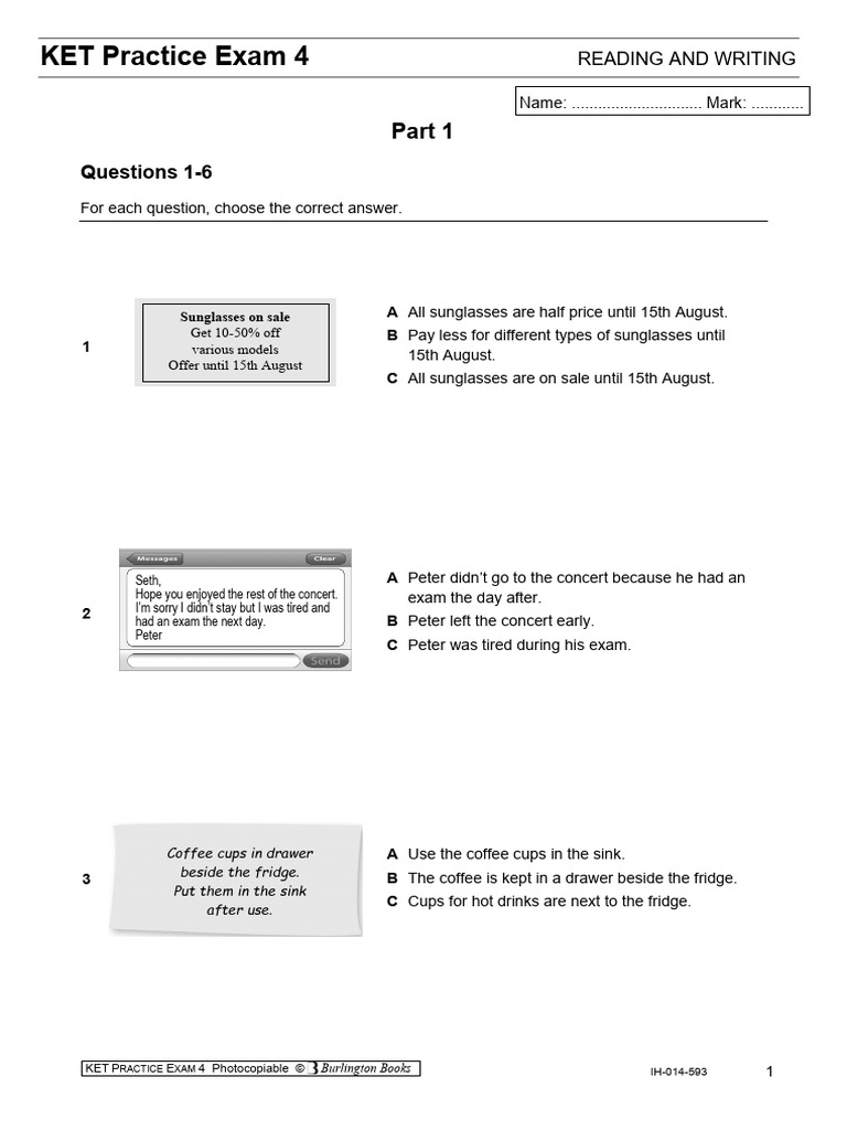 Ket Exam 4 Reading | PDF | Cartoon | Comic Book