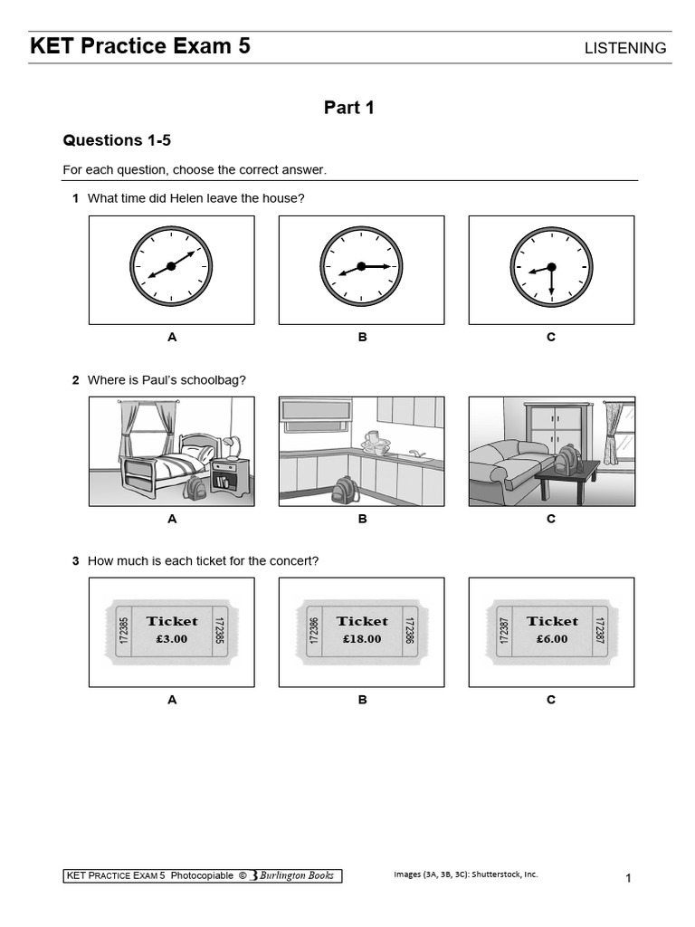 Ket Exam 5 Listening | PDF | Cuisine