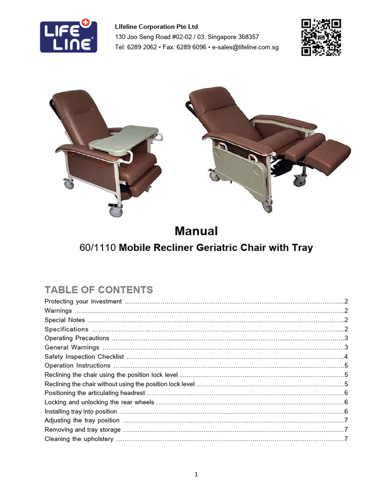 Recliner Geri Chair Manual 1110 | PDF | Chair | Manufactured Goods
