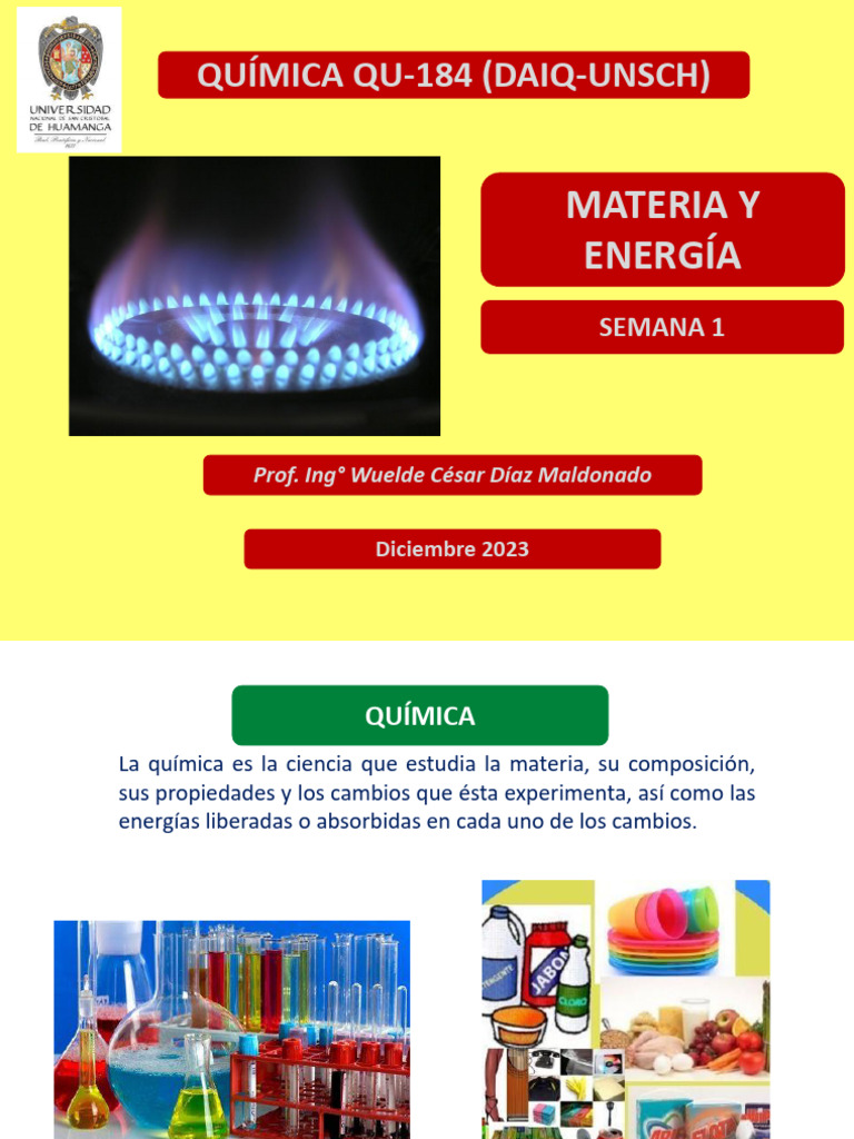Semana1 Materia y Energía | PDF | Importar | Sustancias químicas
