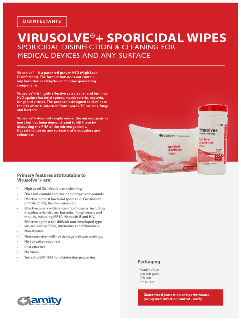 Virusolve Sporicidal Wipes | PDF | Disinfectant | Antimicrobial