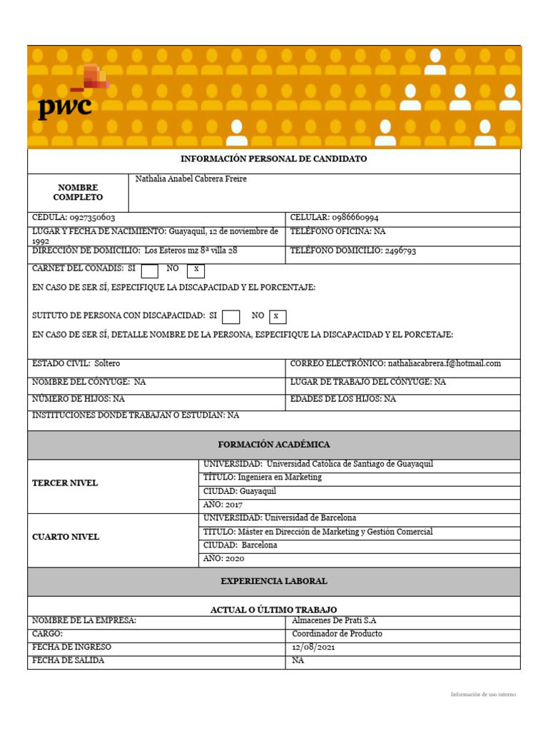 Formulario PWC | PDF | Business | Marketing