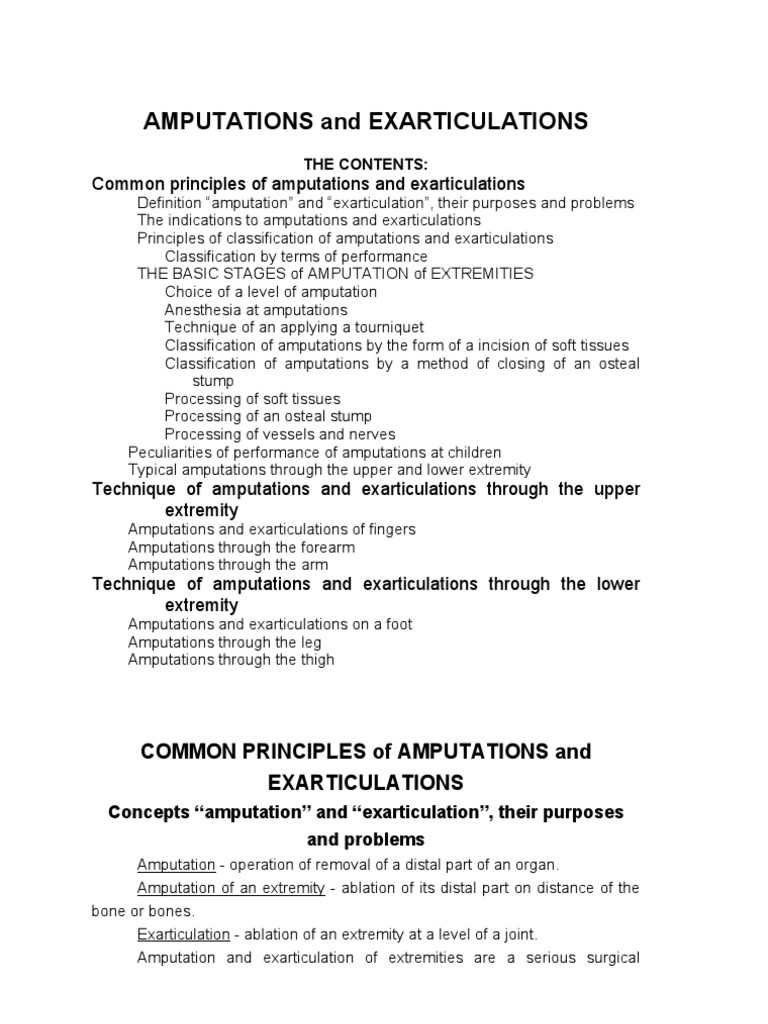 Technique and Principles of Amputations and Exarticulations | PDF | Finger | Amputation
