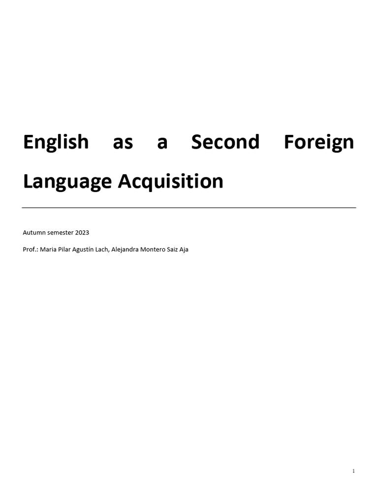 Secong Language Acquisition. | PDF