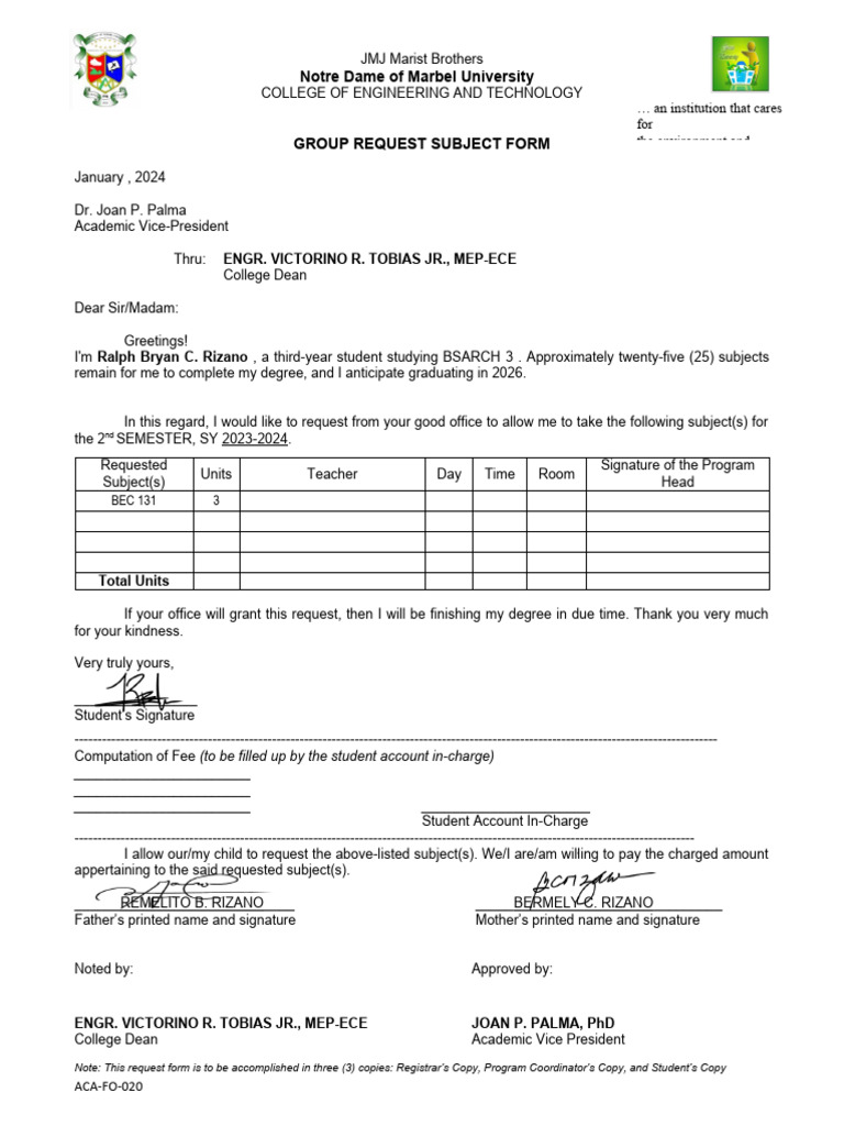 Requested Subject Form Letter | PDF