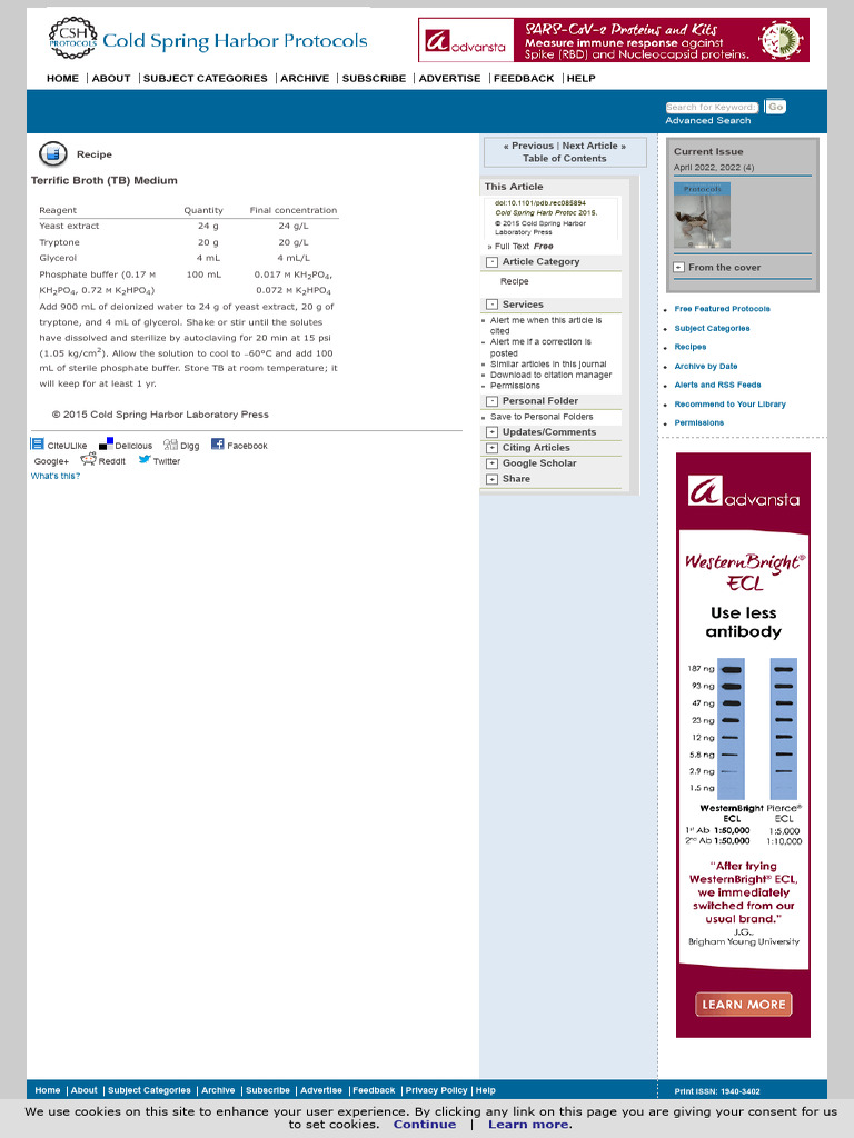 Terrific Broth (TB) Medium | PDF