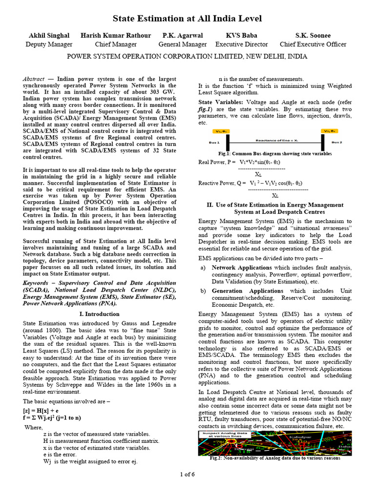 State Estimation at All India Level | PDF | Transformer | Scada